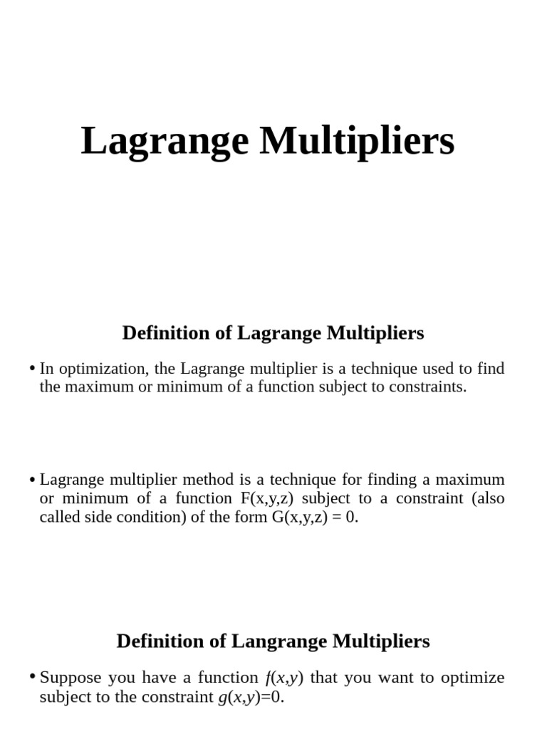 Lagrange Multipliers | PDF