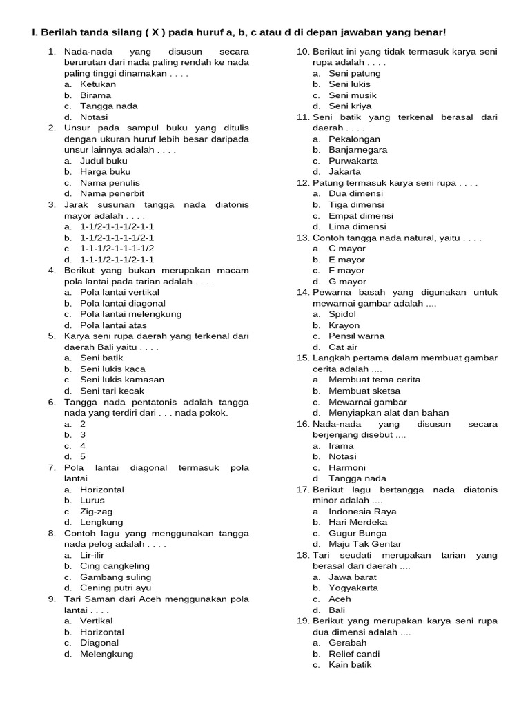 Soal Pas Genap SBDP-1 | PDF