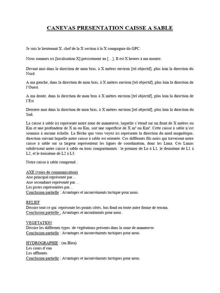 Présentation de la Caisse à Sable Militaire | PDF