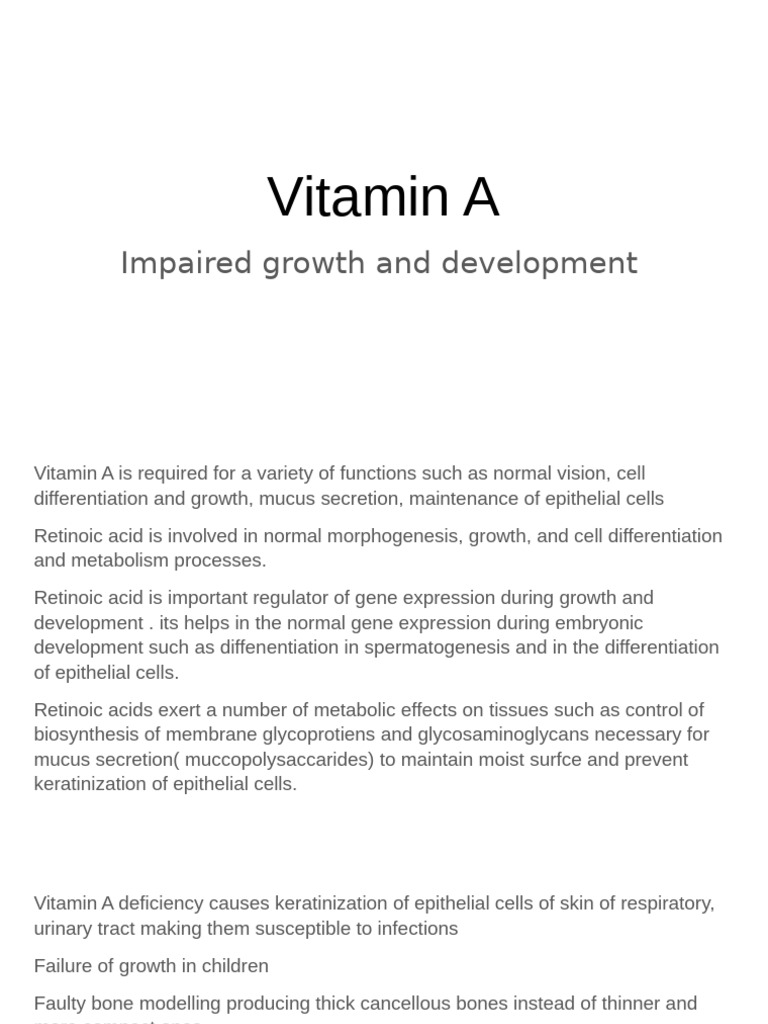 Vitamin A, Impaired Growth and Development | PDF