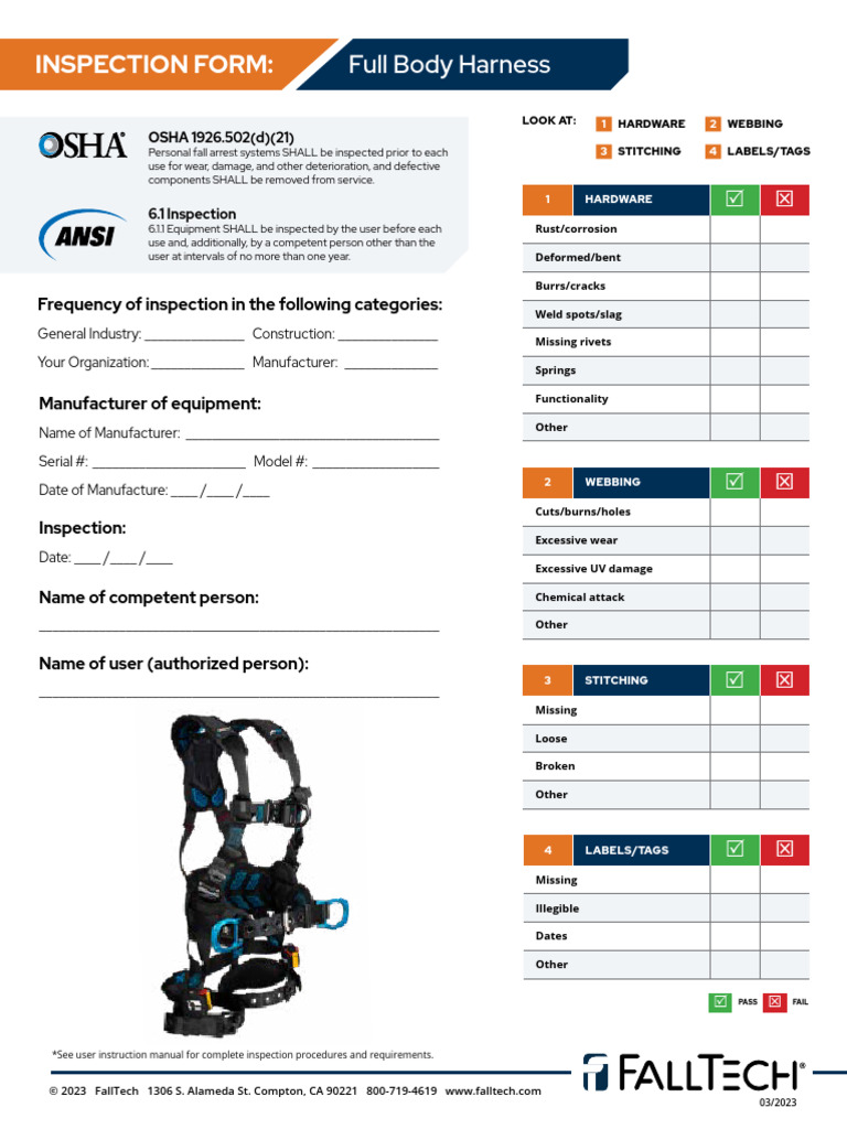 Full Body Harness Inspection Checklist | PDF | Industrial Processes ...