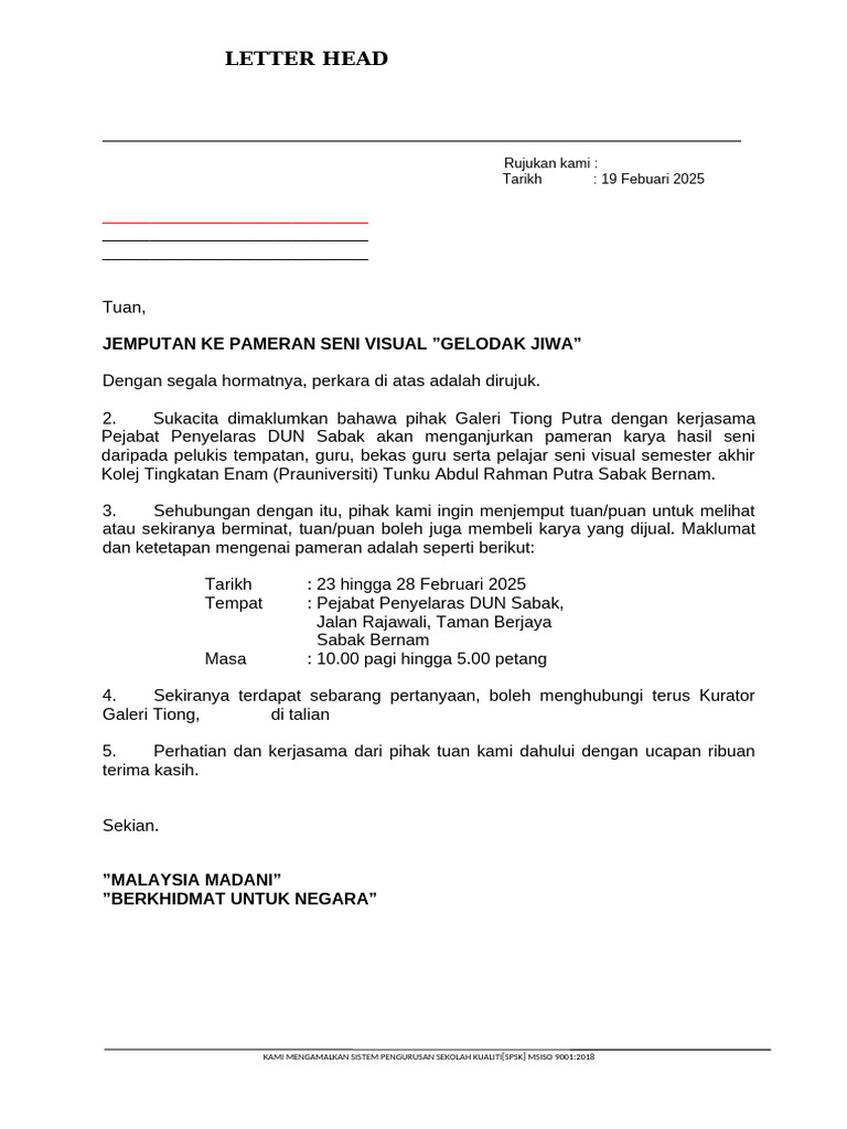 Jemputan Pameran Seni "Gelodak Jiwa" | PDF