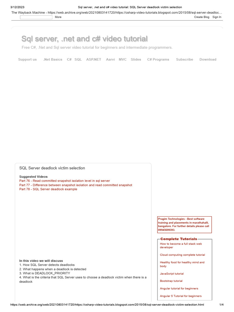 79 SQL Server Deadlock Victim Selection | PDF | Database Transaction | Microsoft Sql Server