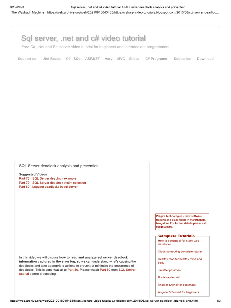 81 SQL Server Deadlock Analysis and Prevention | PDF | Microsoft Sql Server | Language ...