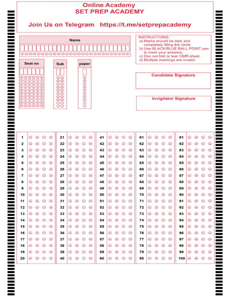 SET OMR Sheet Format | PDF