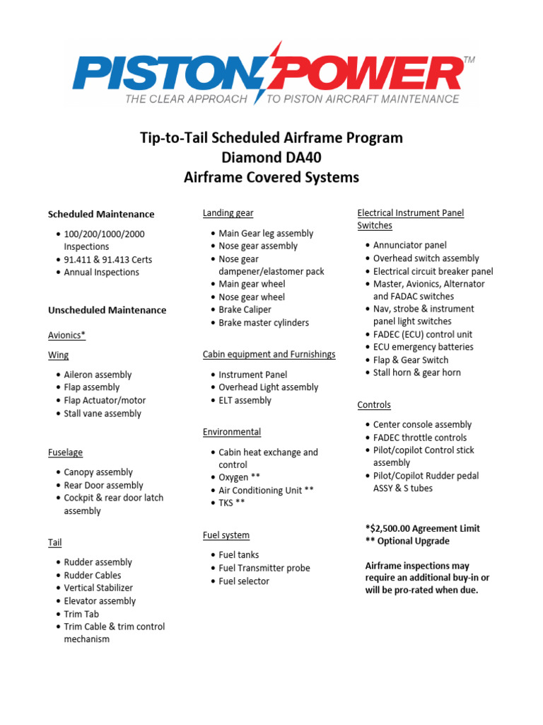 Exhibit C Diamond DA40 Coverage | PDF | Pump | Internal Combustion Engine