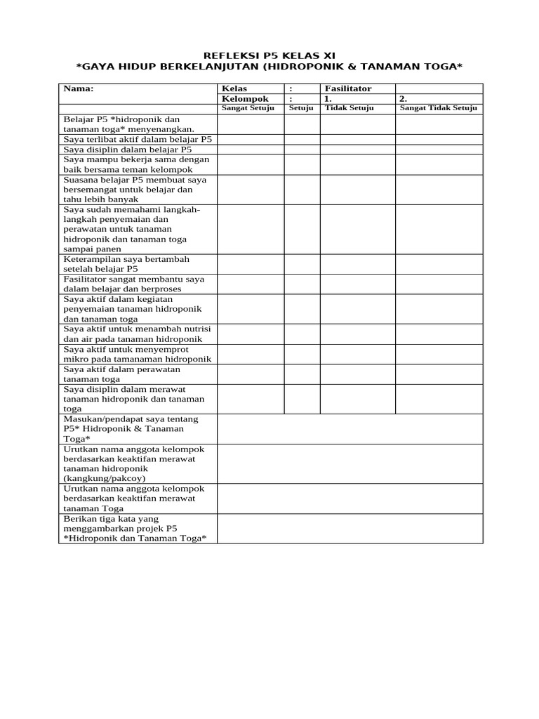 Refleksi p5 Kelas Xi | PDF