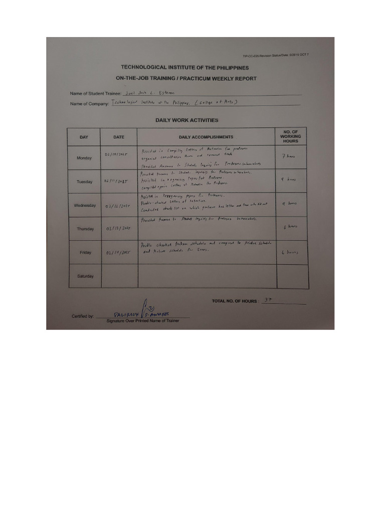 Esteron CoA Week 1 | PDF