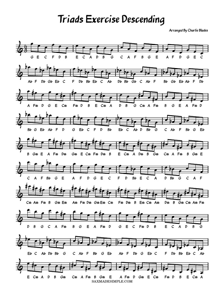 Triads Exercise Descending | PDF