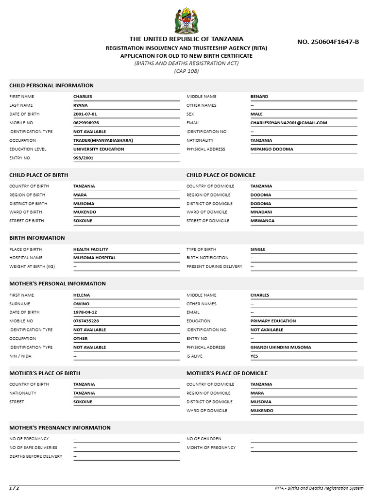 Application Form 20250604B 804 | PDF | Family | Human Development