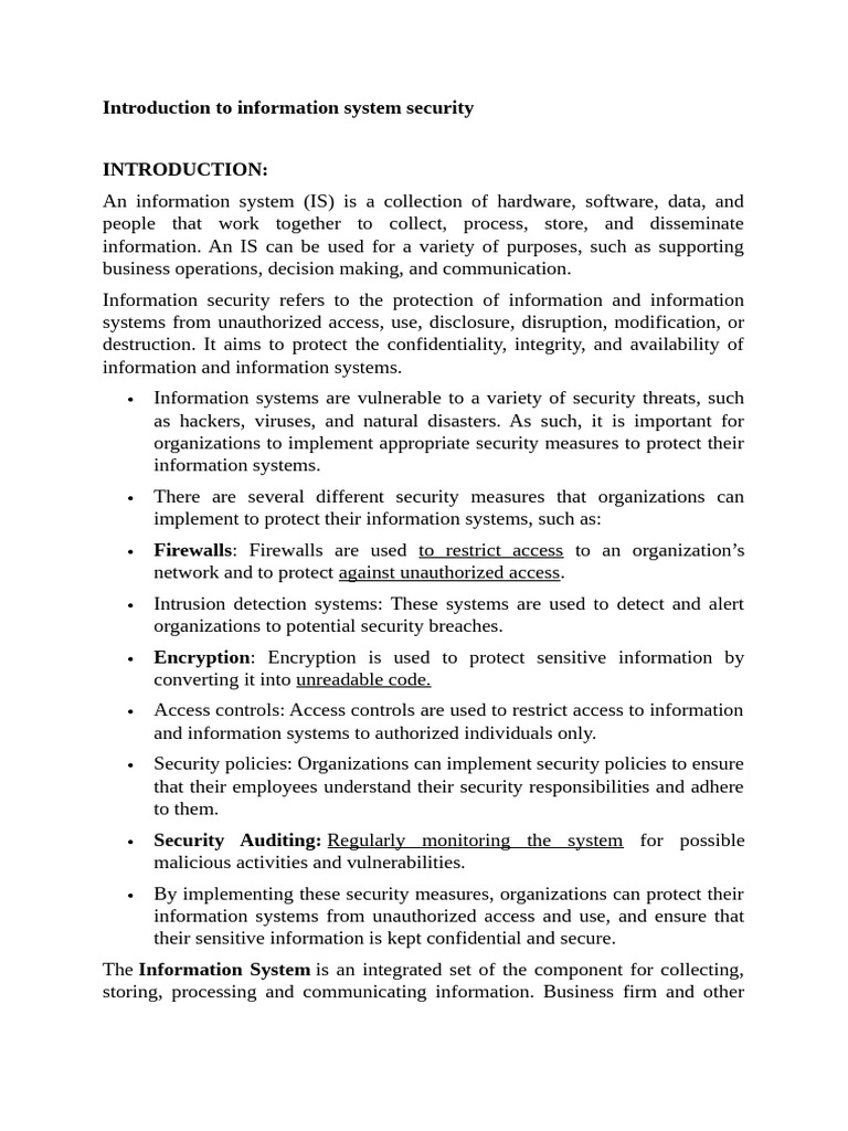Information System Security Overview | PDF | Information Security ...