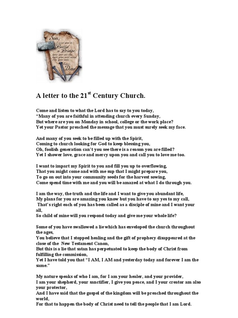 A Letter To The 21st Century Church | PDF | Christian Church | Grace In ...
