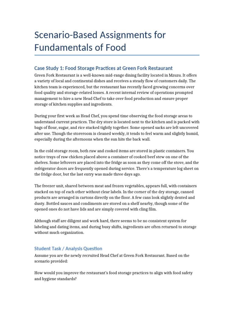 Fundamentals of Food Assignments With Rubric and Model Answers | PDF ...