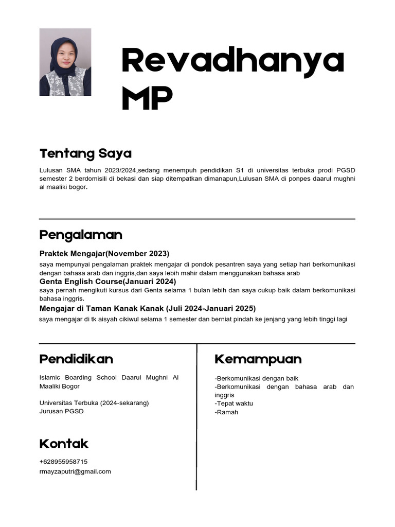 Putih Hitam Profesional CV Resume Akuntansi .PDF | PDF