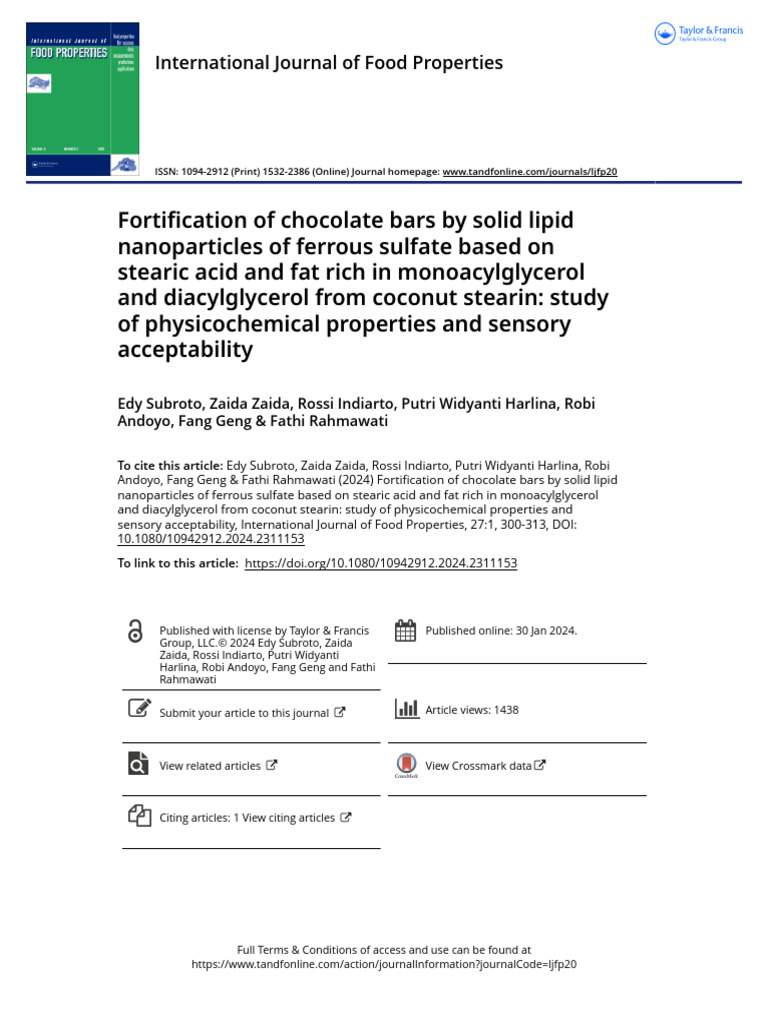 Subroto Et Al. - 2024 - Fortification of Chocolate Bars by Solid Lipid ...