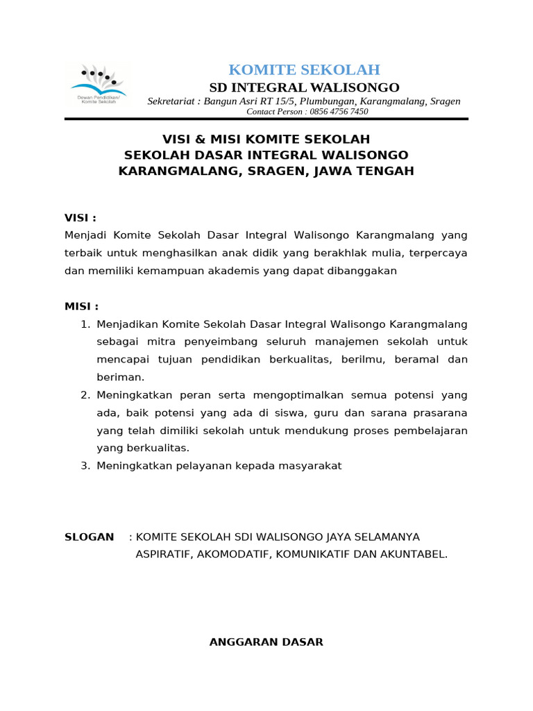 1 Profil Komite Sekolah Sdi Walisongo 2023 | PDF