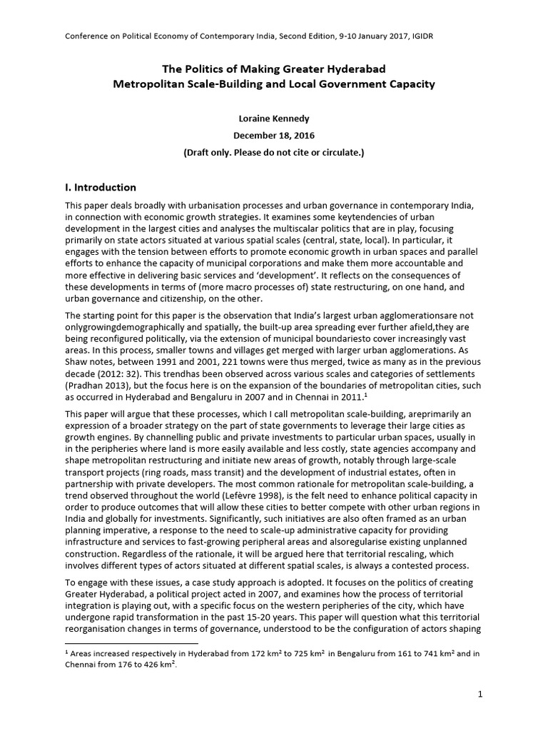 The Politics of Making Greater Hyderabad | PDF | Taxes | Governance