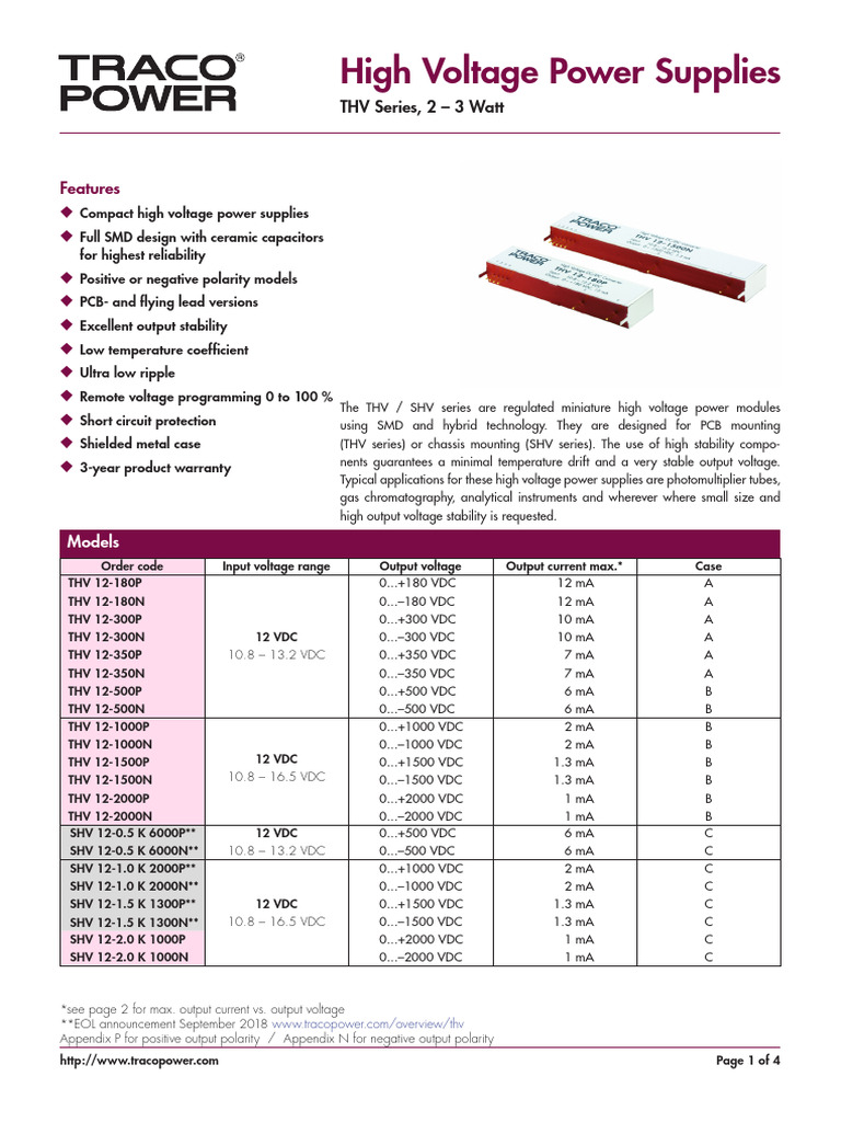 thv-12-180P SHV Datasheet | PDF | Power Supply | Electronics