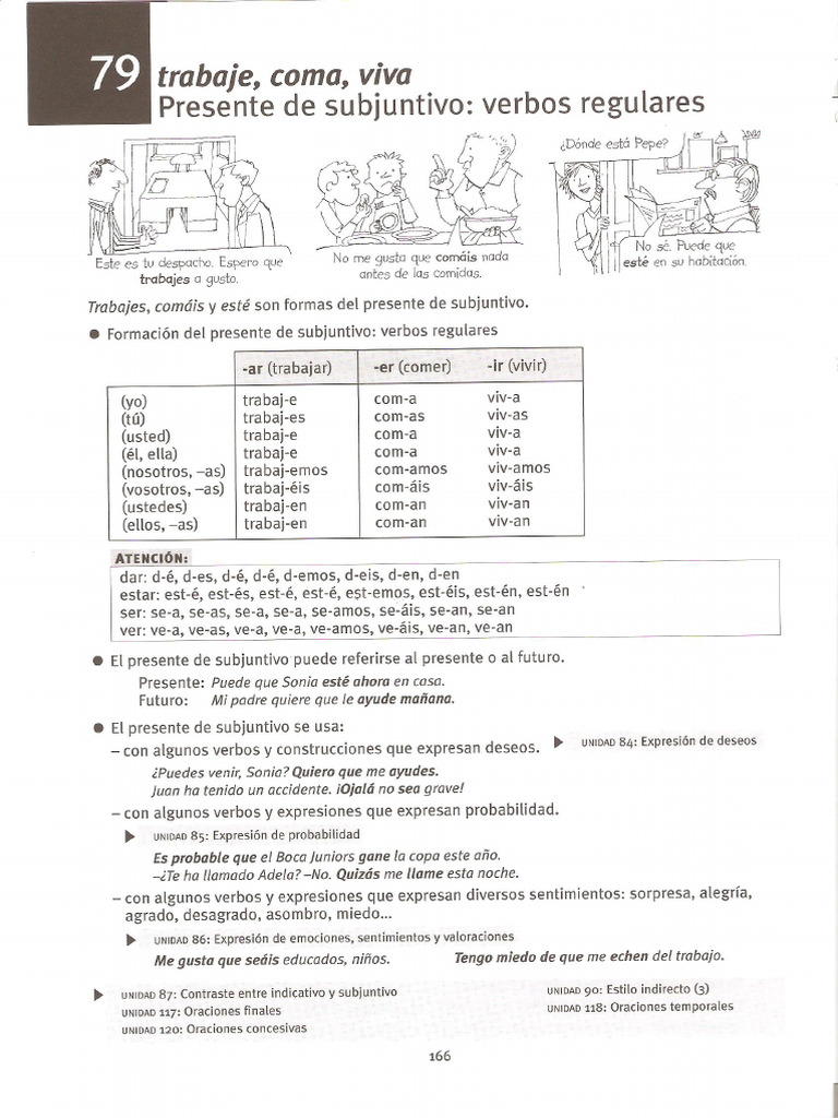Presente de Subjuntivo Gramática de Uso Notas | PDF