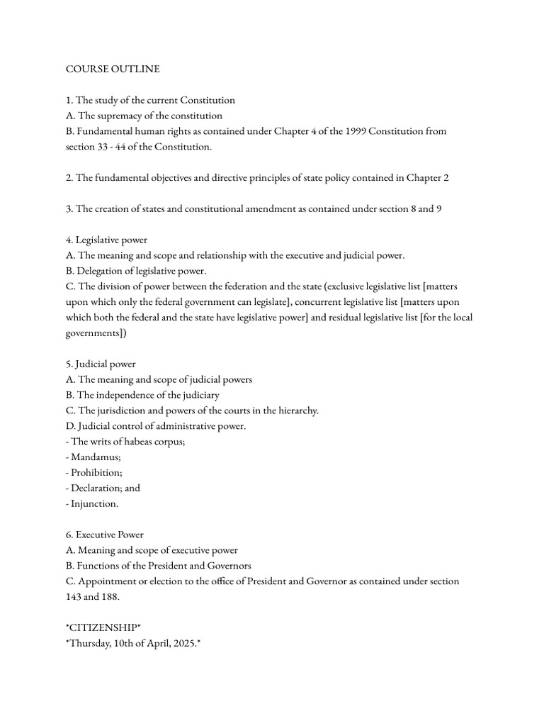 Nigeria's Constitution: Rights & Powers | PDF | Citizenship ...