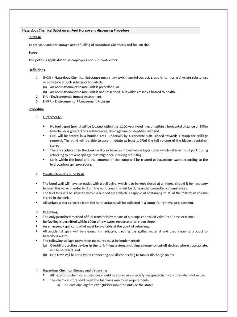 HCS and Fuel Storage and Dispensing | PDF | Environment | Materials