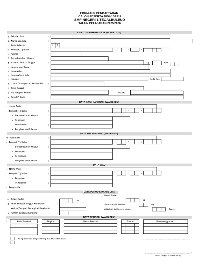 Formulir PPDB Mi Karanganyar 2025-2026 | PDF