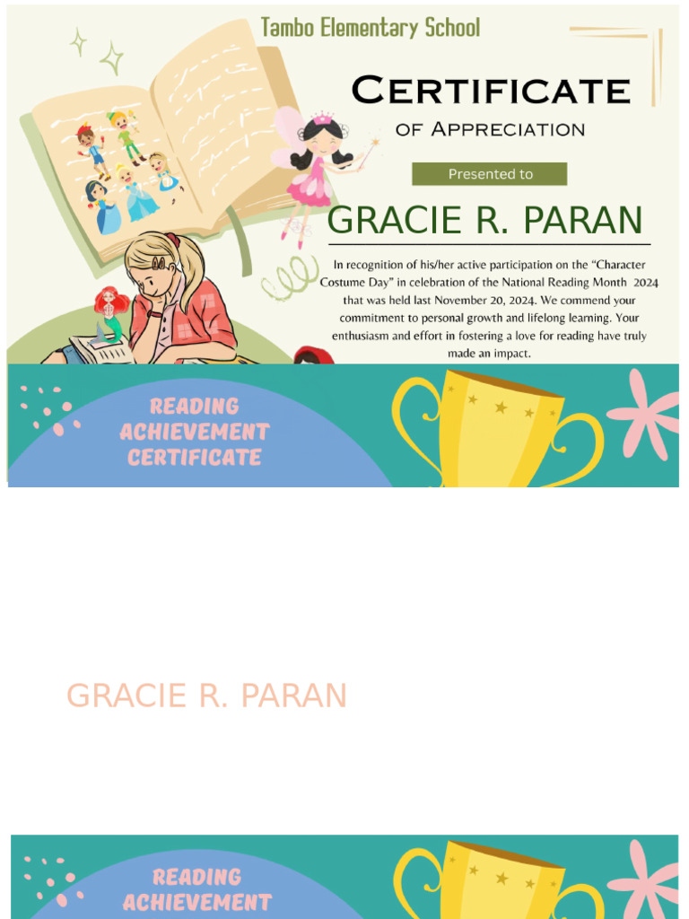 Reading Month Certificate 2024 | PDF