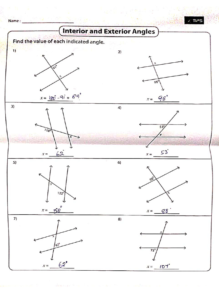Interior and Exterior Angles MS | PDF