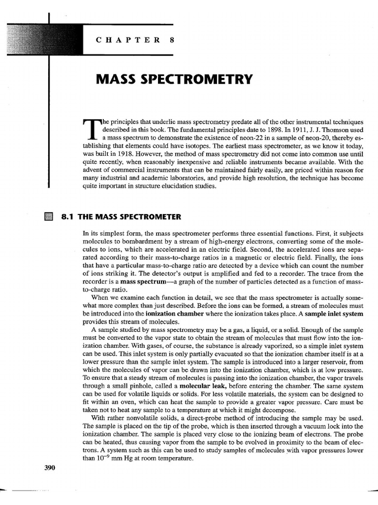 CH 8 Mass Spectrometry | PDF