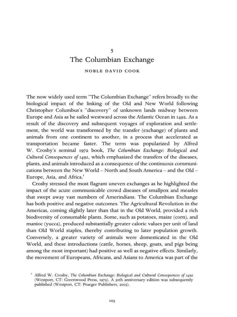 The Columbian Exchange Explained | PDF | Malaria | Christopher Columbus