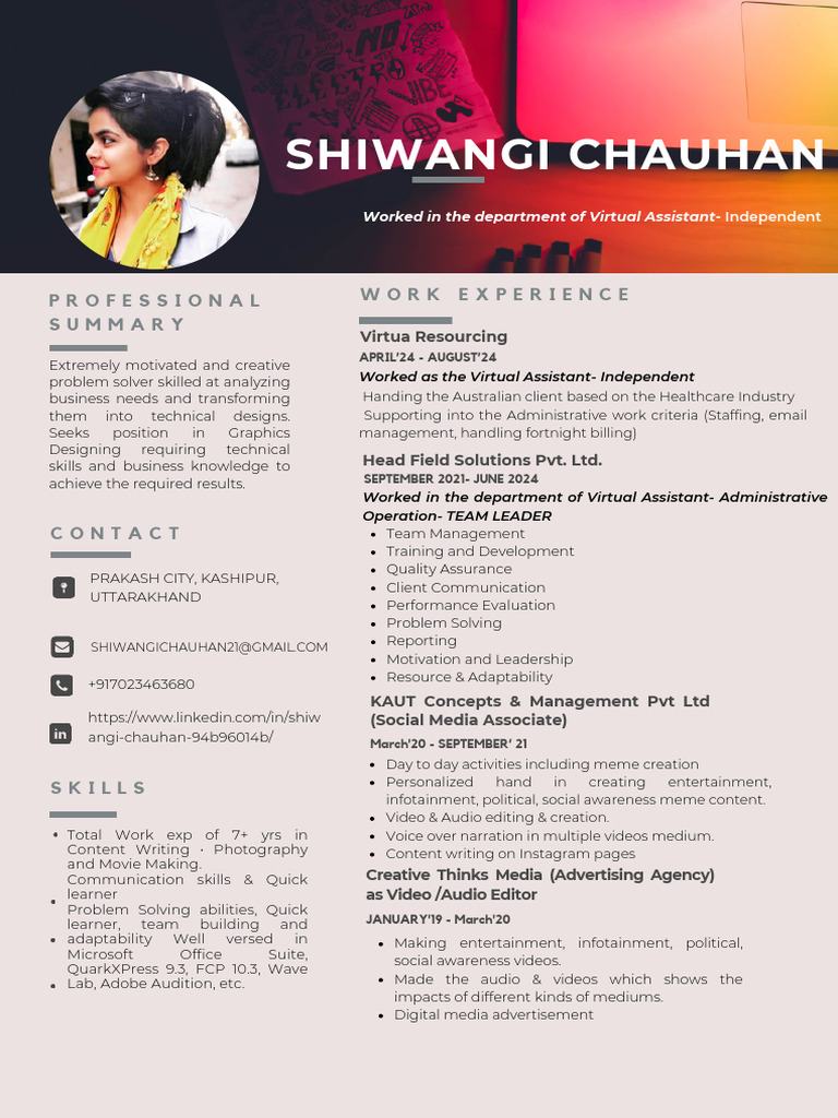 Shiwangi Chauhan Resume Personal PDF | PDF