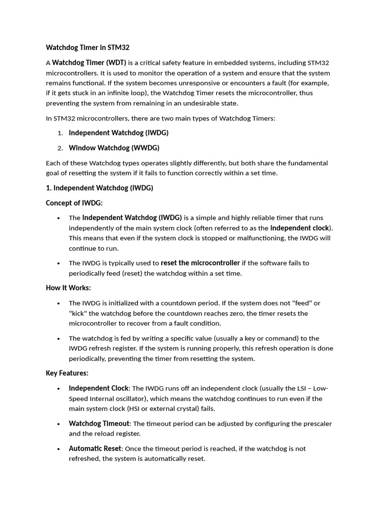 Watchdog Timer in STM32 | PDF | Classes Of Computers | Computer ...