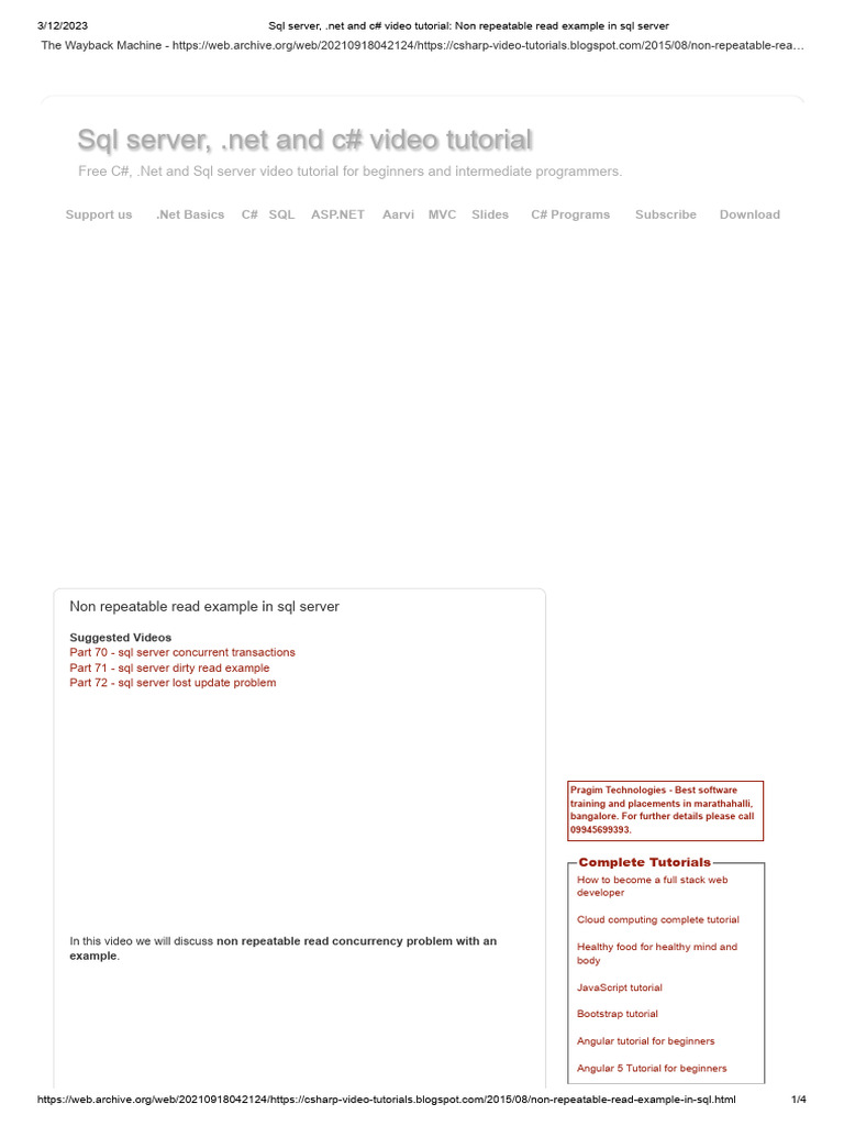 73 Non Repeatable Read Example in SQL Server | PDF | Entity Framework | Language Integrated Query