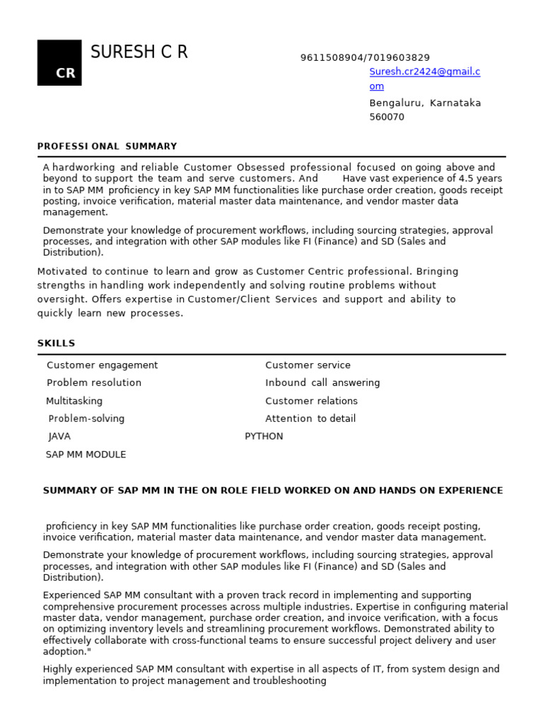 Suresh Resume 2 Updated 43 | PDF | Information Technology | Computing