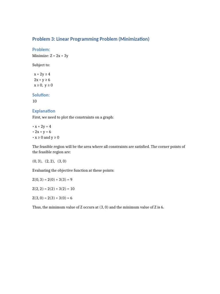 Linear Programming Minimization | PDF