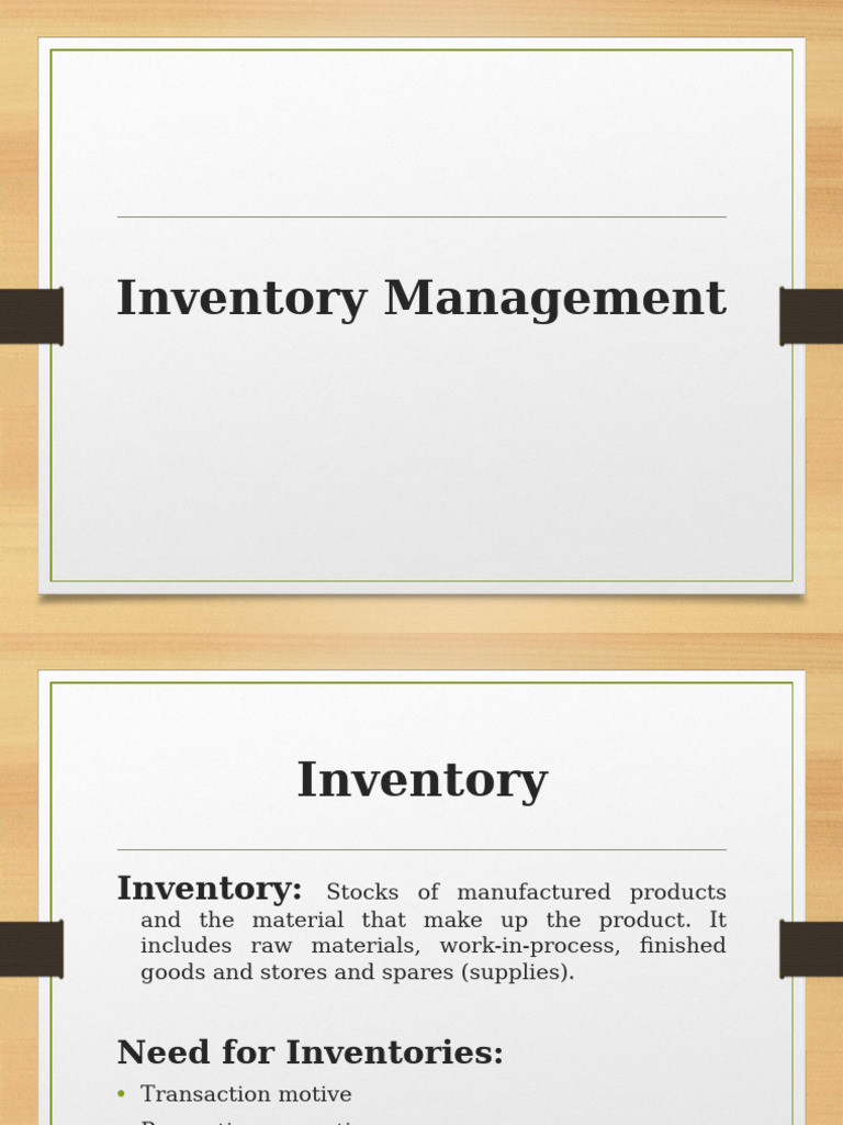 Section C Inventory Management | PDF | Inventory | Economies