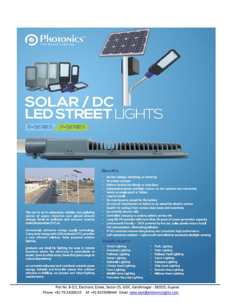 Photonics - 100watt Solar LED Street Lighting System Quotation | PDF ...