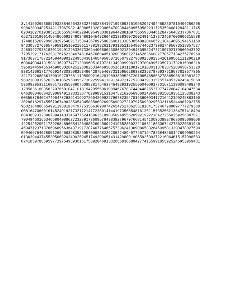 Pi Decimals | PDF