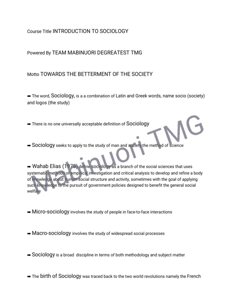 Introduction To Sociology | PDF