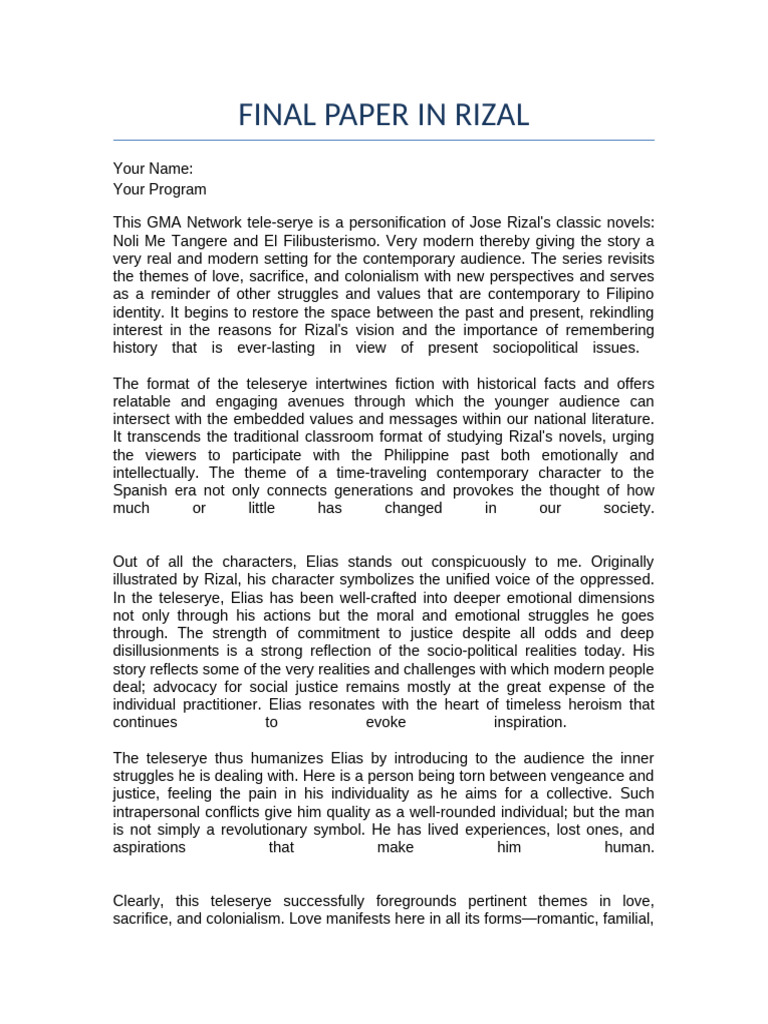 Maria Clara at Ibarra Reflection Paper Extended | PDF