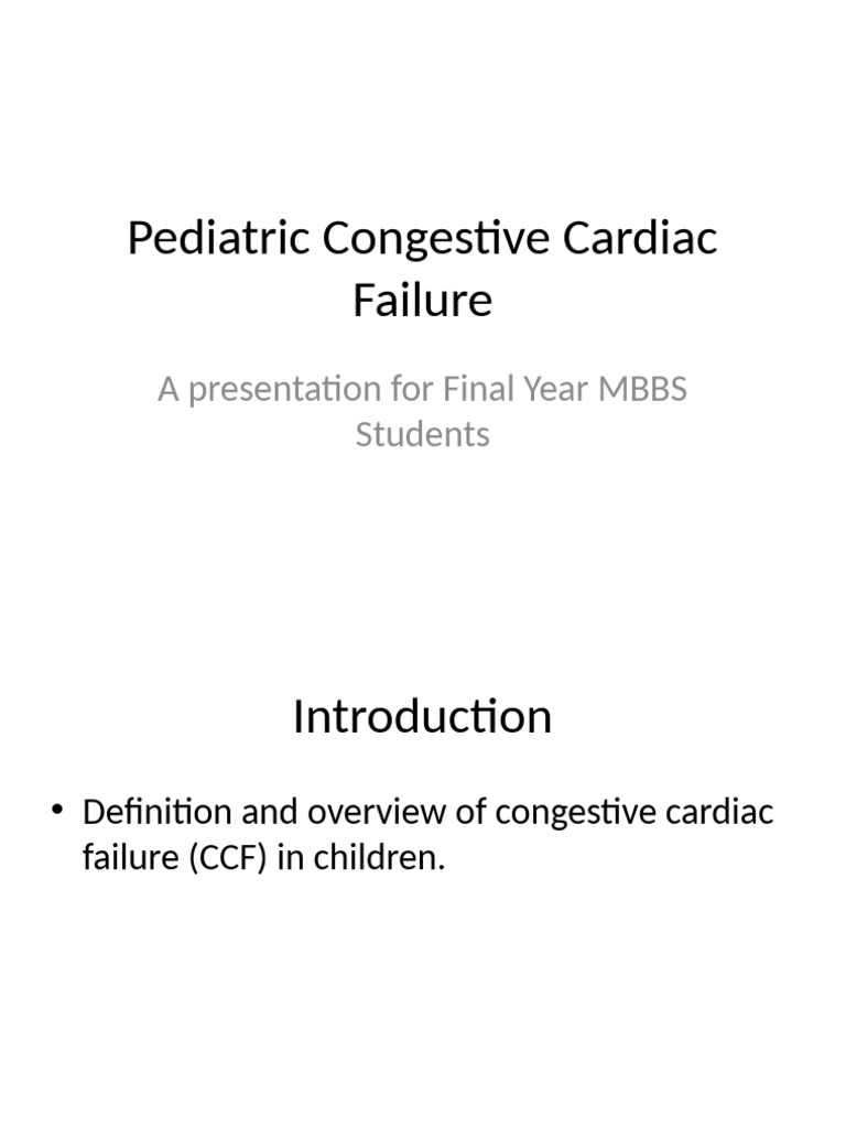 Pediatric Congestive Cardiac Failure Overview | PDF