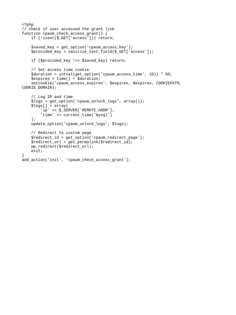 Grant Access Check for WordPress Plugin | PDF