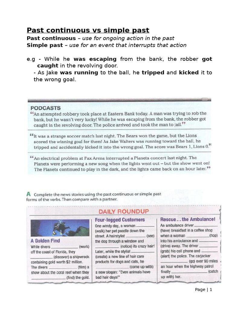 Past Continuous vs Simple Past Guide | PDF