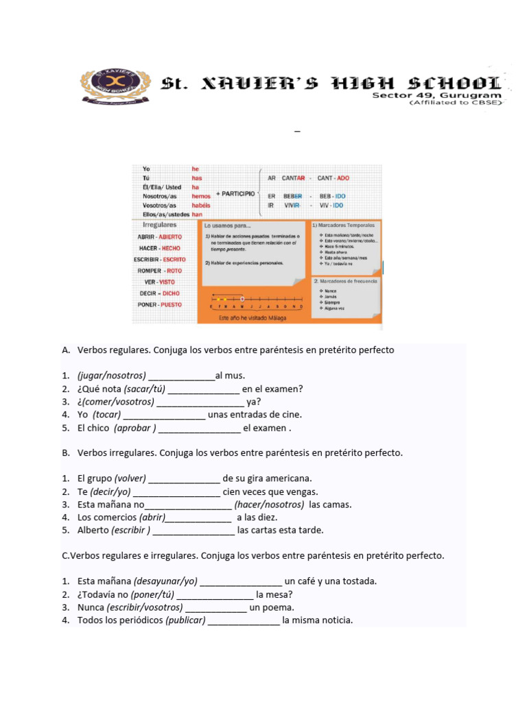 Ejercicios de Pretérito Perfecto en Español | PDF