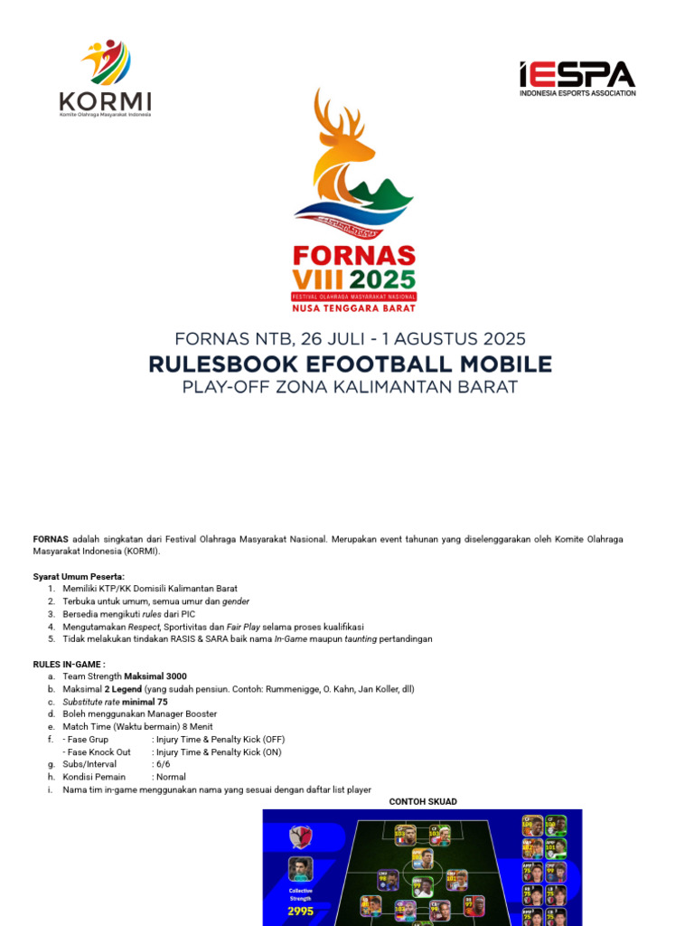 Rulesbook Fornas 2025 & Drawing Result | PDF