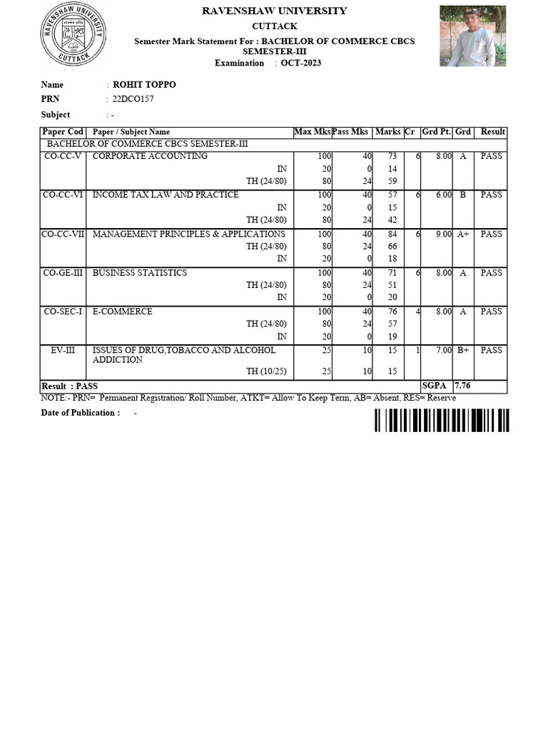 Xtra Mark Sheet CGPANew | PDF