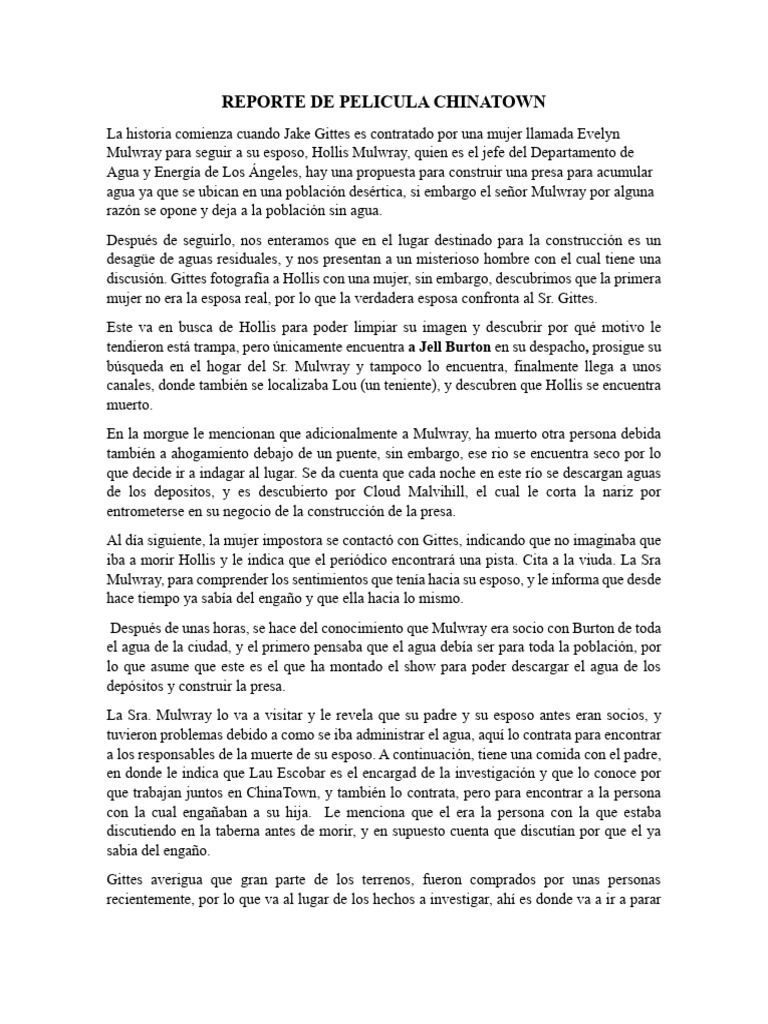 Reporte de Pelicula Chinatown | PDF