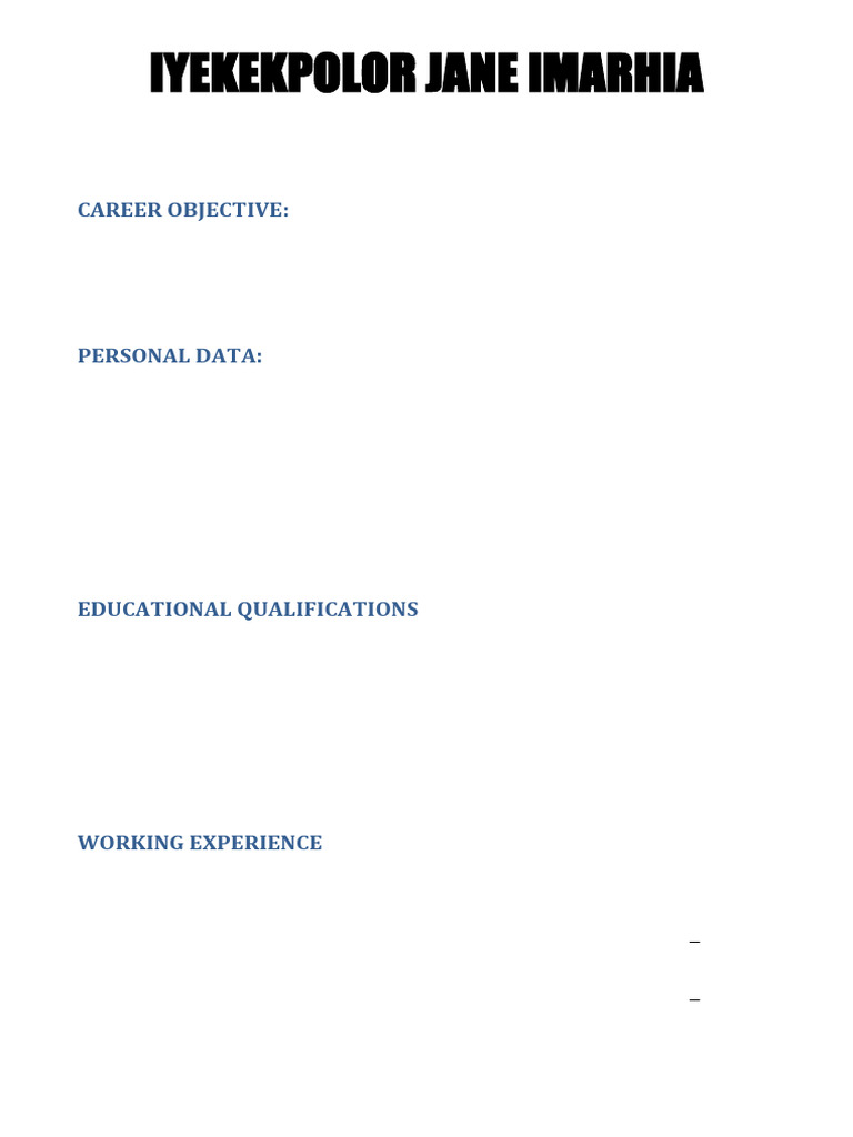 Iyekekpolor Jane Imarhia Resume | PDF