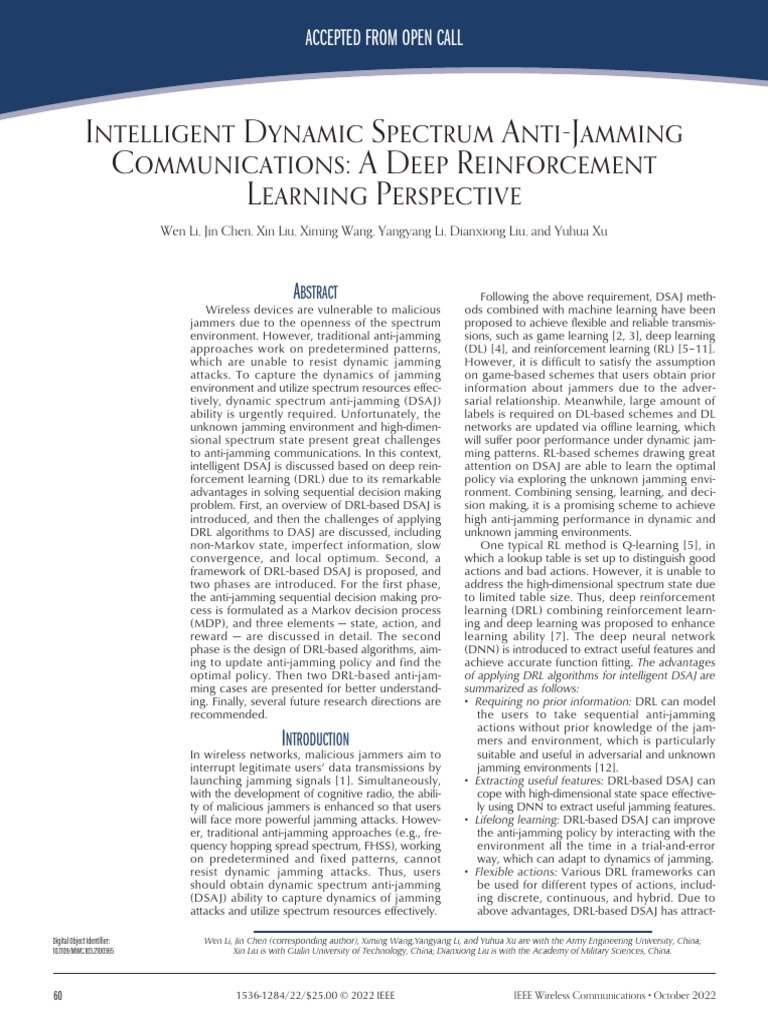 Intelligent Dynamic Spectrum Anti-Jamming Communications A Deep ...