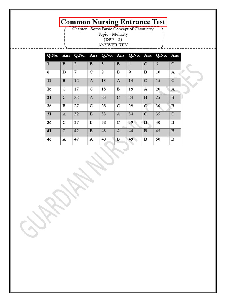 Topic - Molarity Dpp - 8 ANSWER KEY | PDF